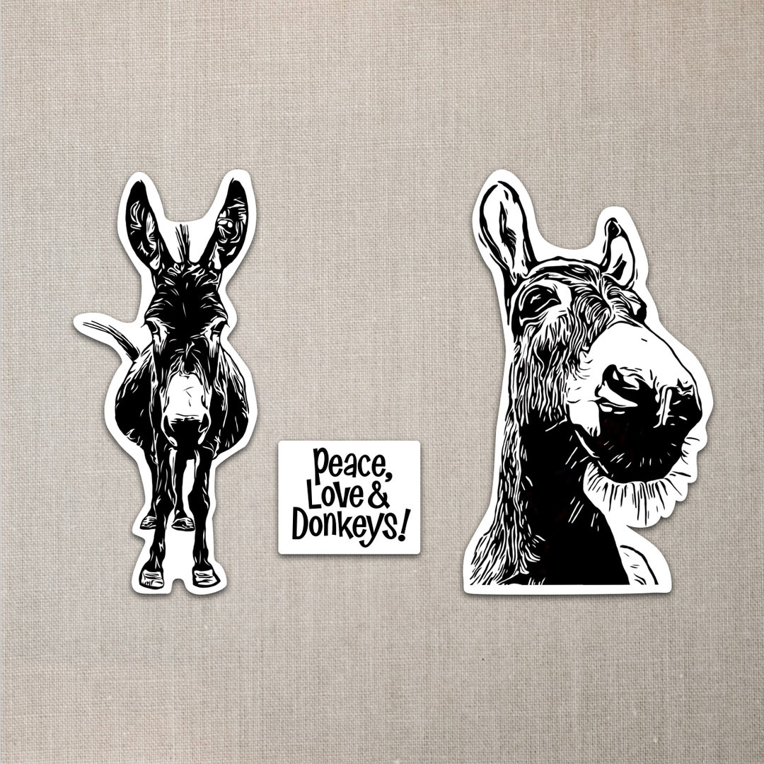 Donkey Sticker Set of 3 - Etsy