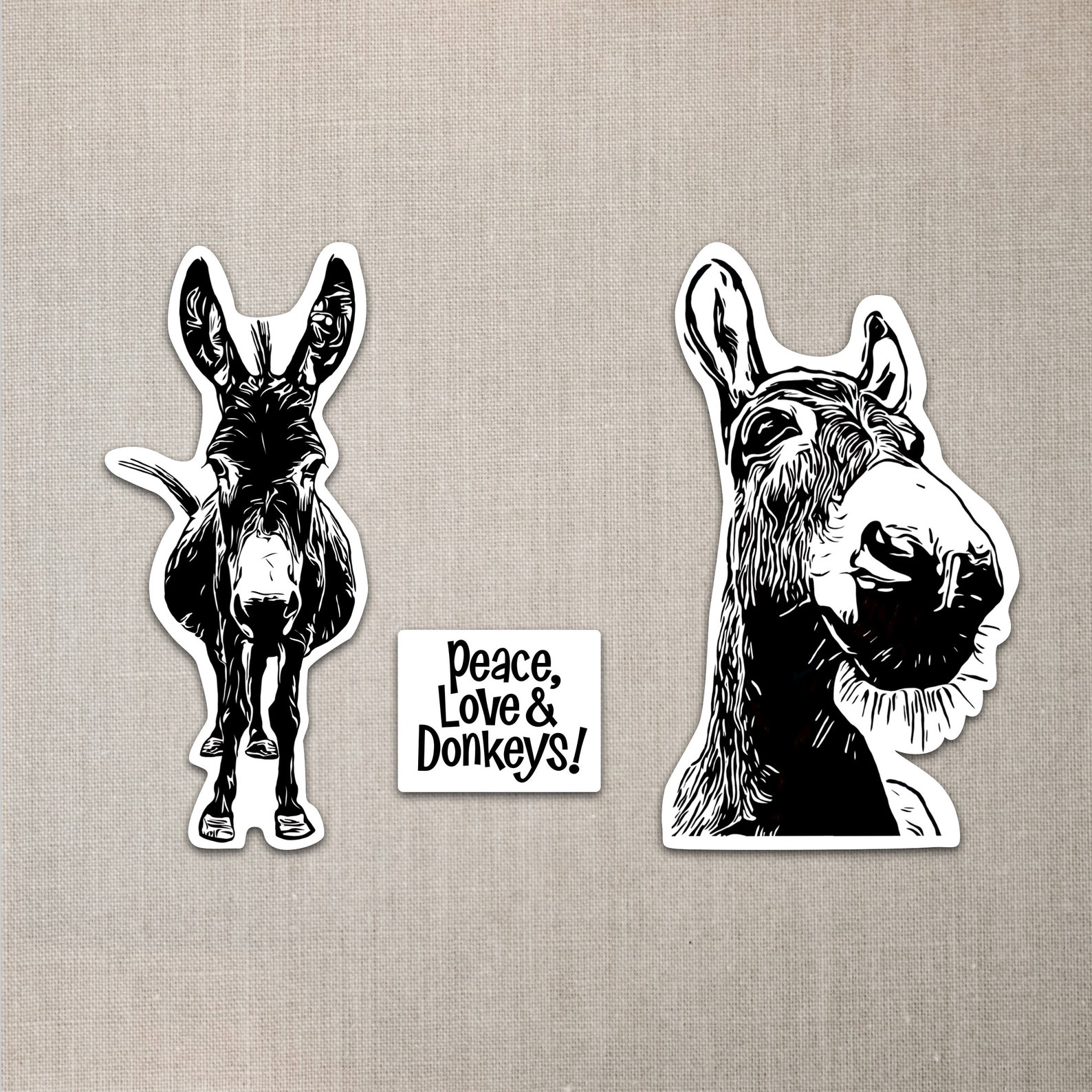 Donkey Sticker Set of 3 - Etsy