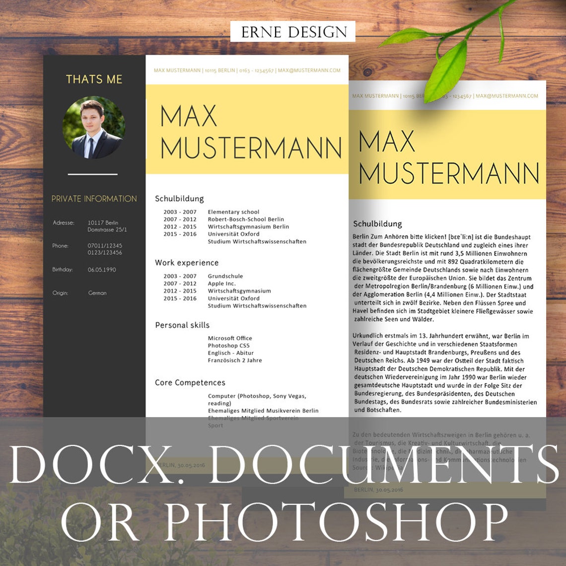 Modern Resume Template for WORD or PS / CV Template | Professional and ...