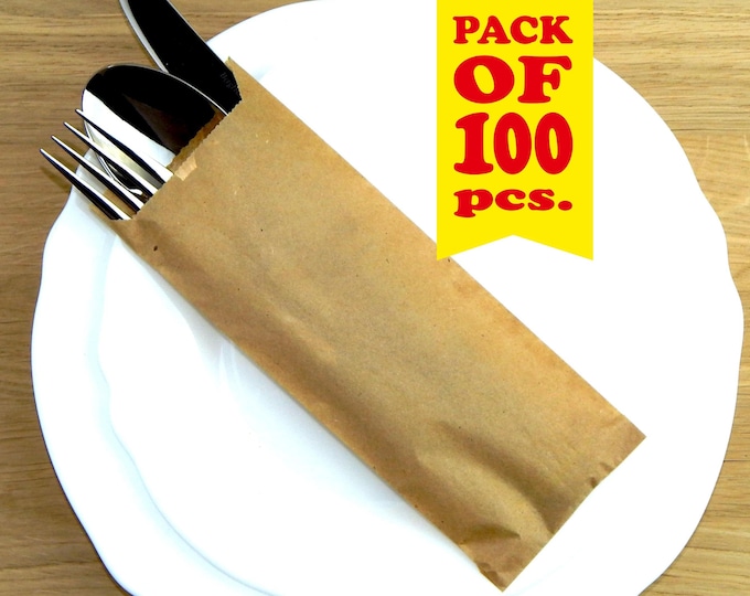 Kraft Brown Paper Silverware Bags Utensil Holders for - Etsy