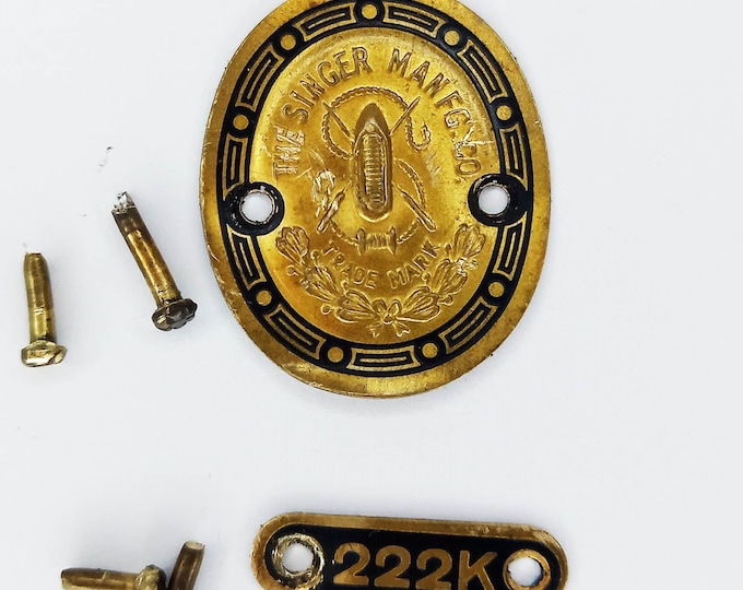 Singer 221 222K Featherweight Sewing Machine Brass Badge Emblem ...