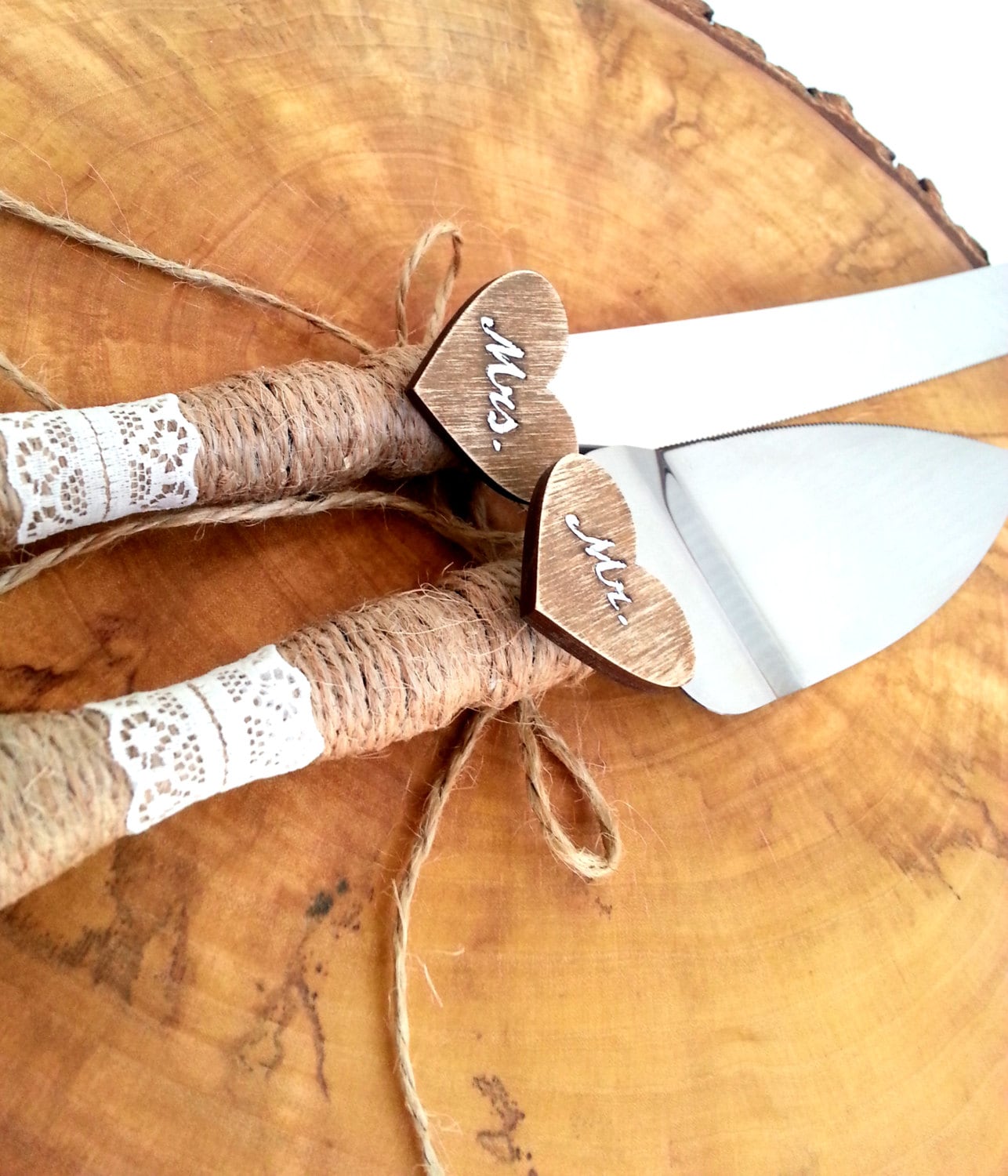 Personalized Rustic Country Chic Wedding Knife Set, Cake Serving Set ...