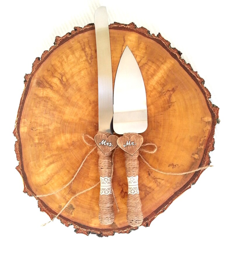 Personalized Rustic Country Chic Wedding Knife Set, Cake Serving Set ...