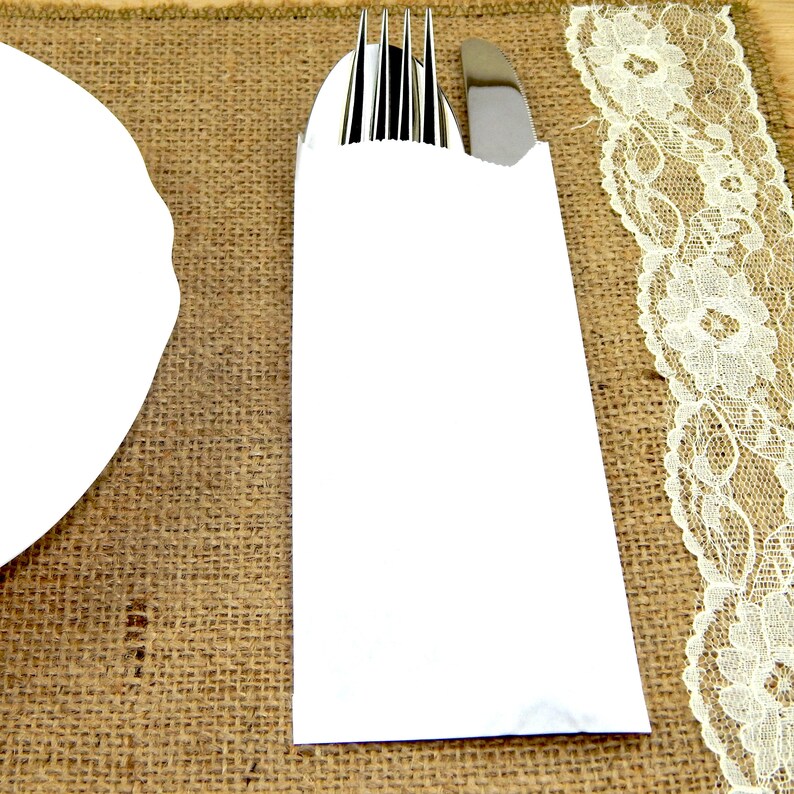 Kraft White Paper Silverware Bags Utensil Holders for Wedding Rehearsal ...