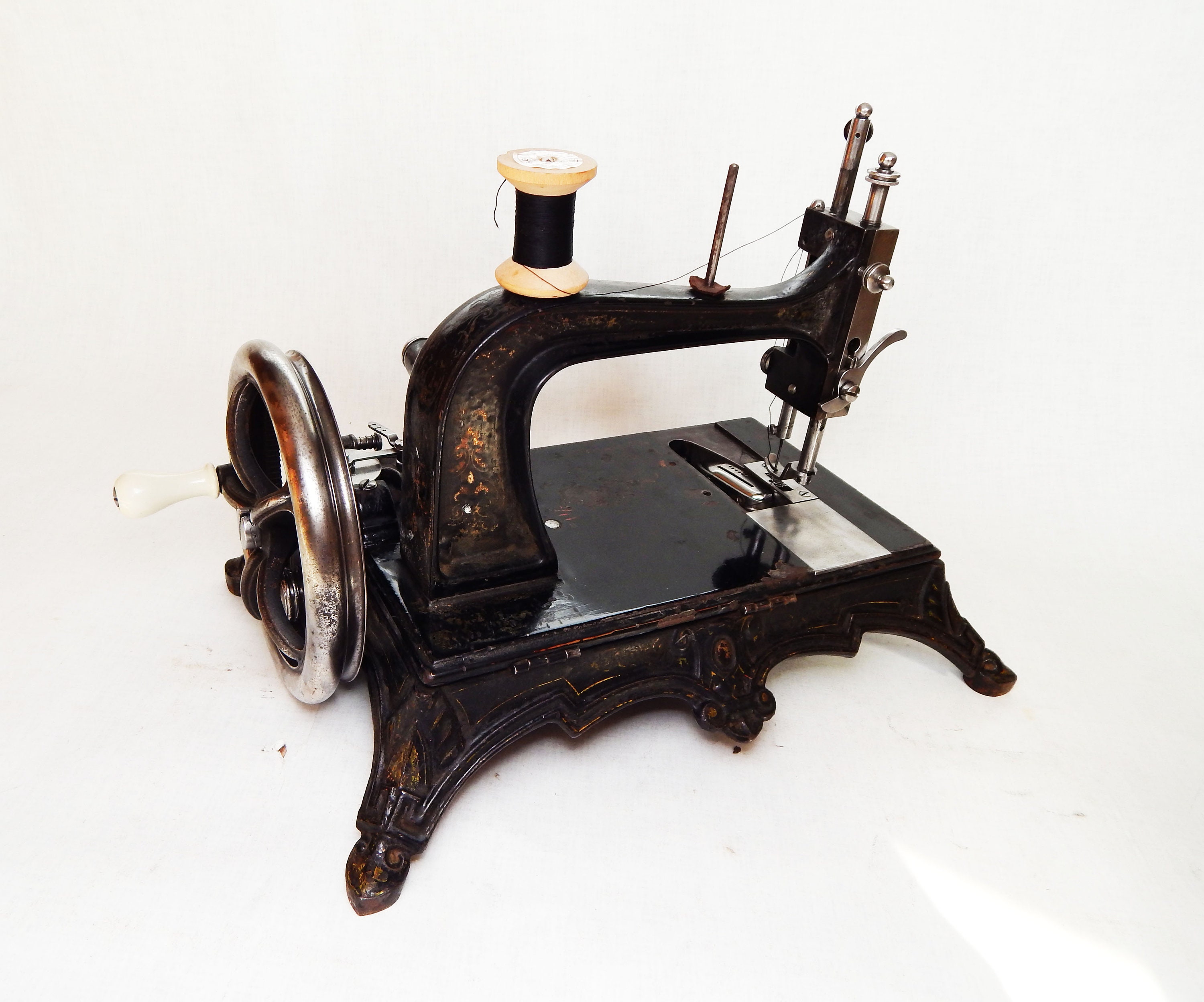Antique Cast Iron German Made Handcrank Sewing Machine Early 1870's ...