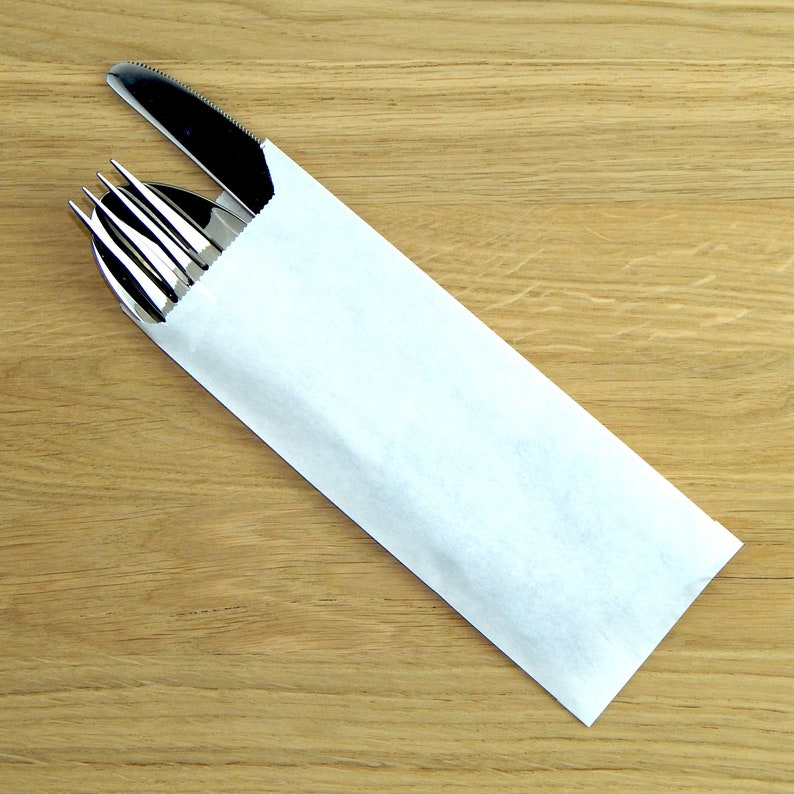 Kraft White Paper Silverware Bags - Utensil Holders for Wedding ...