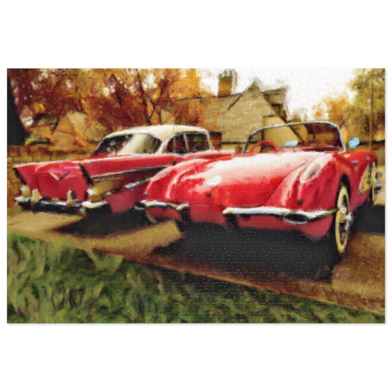 Puzzle, Chevy, Corvette, Watercolor, 1000 Pieces, Unique Jigsaw, Family ...