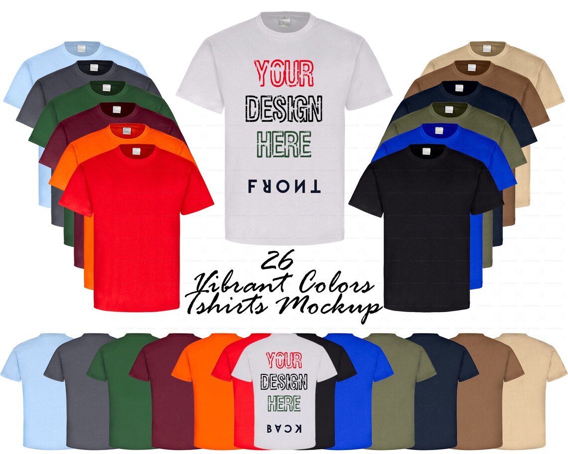 26 PNG Transparent, 2 PSD Bundle Pack T-shirt Mockup Front & Back ...