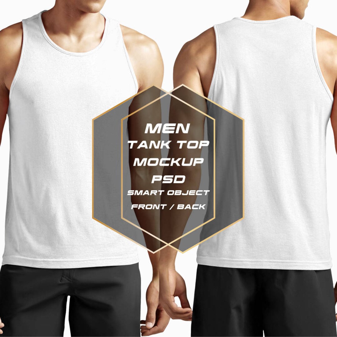 Men Tank Top Mockup PSD Front/back Views Customize Colors, Patterns ...