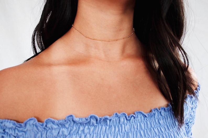 Mini Dainty Beaded Choker Raindrop Choker Gold Choker - Etsy