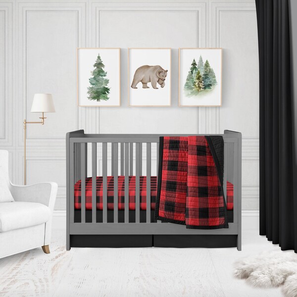 Red and Black Crib Bedding - Etsy