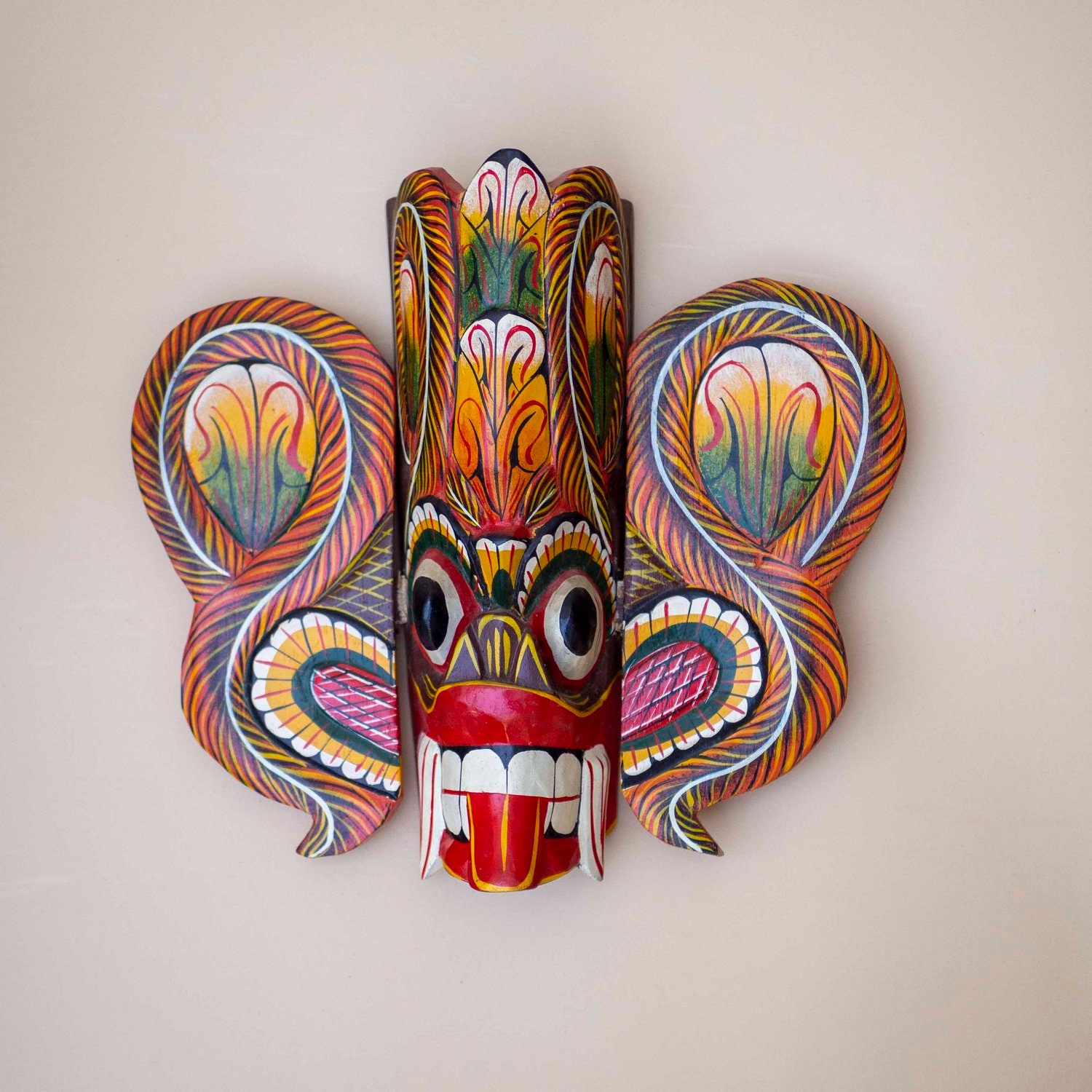 Traditional Sri Lanka Floral Raksha Mask Hanging Wall Decor - Etsy