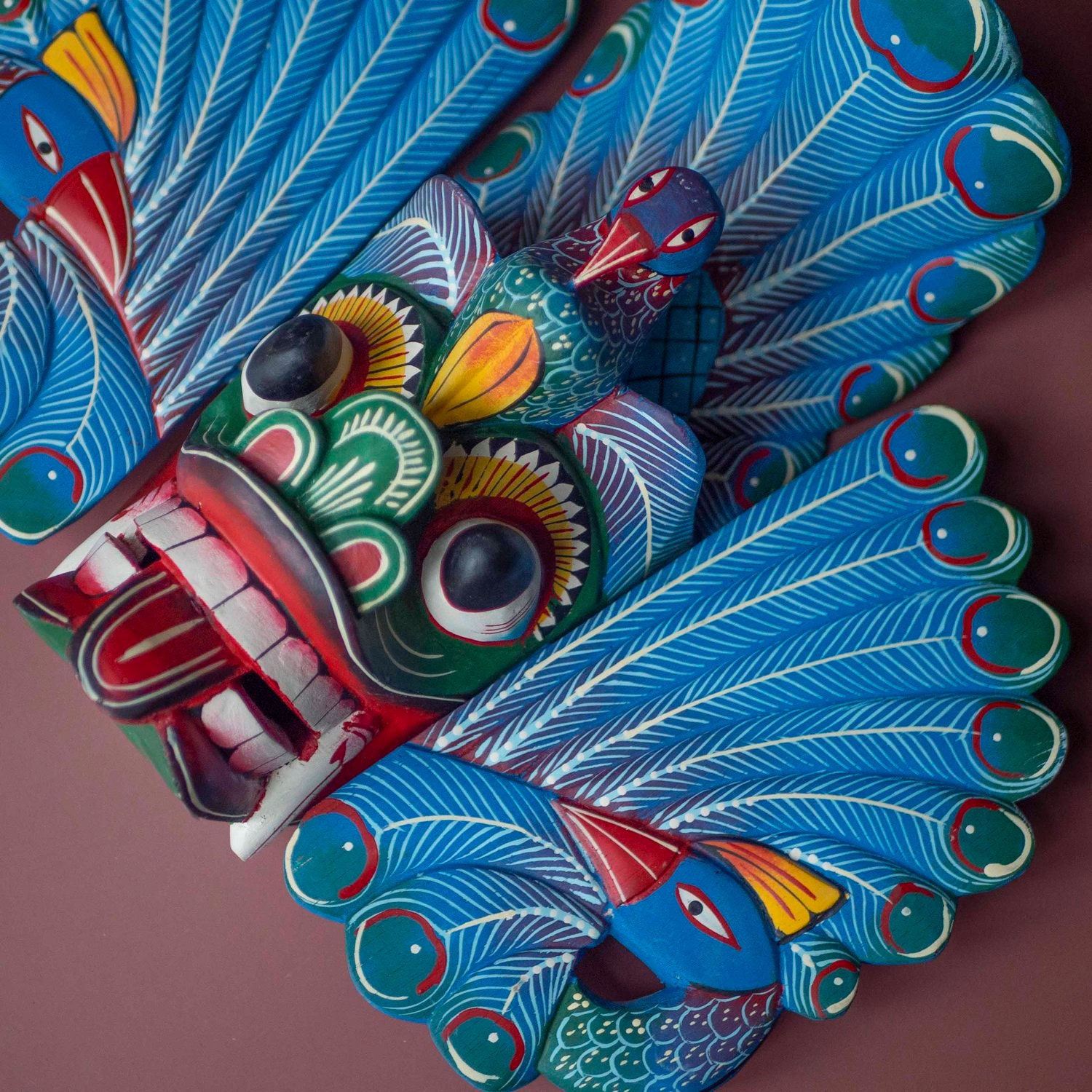 Traditional Sri Lanka mayura Raksha peacock Devil Mask, Travel, Hanging ...