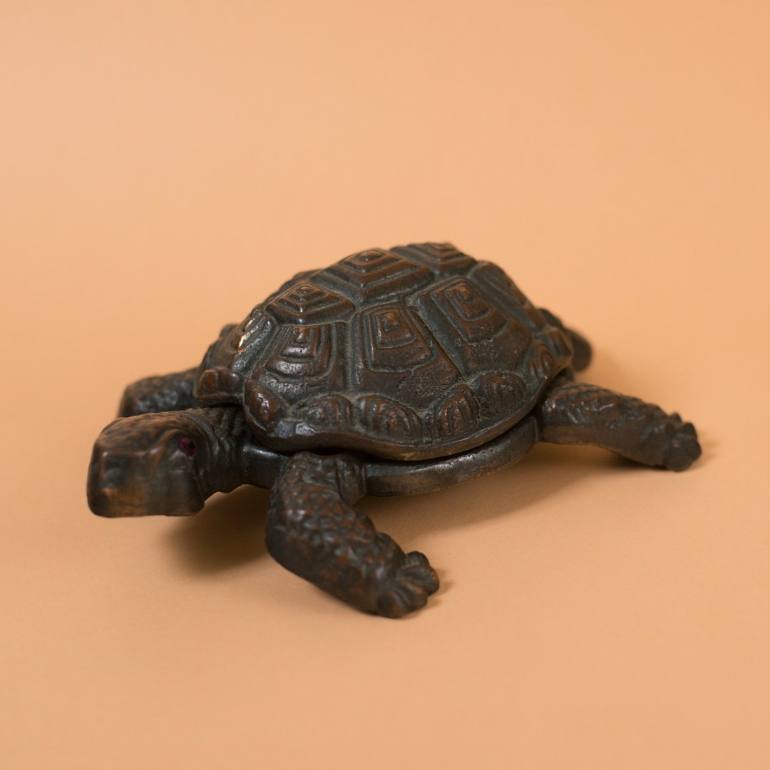 Vintage Brass Turtle Ashtray, Antique Cigar, Solid Brass Box Turtle ...