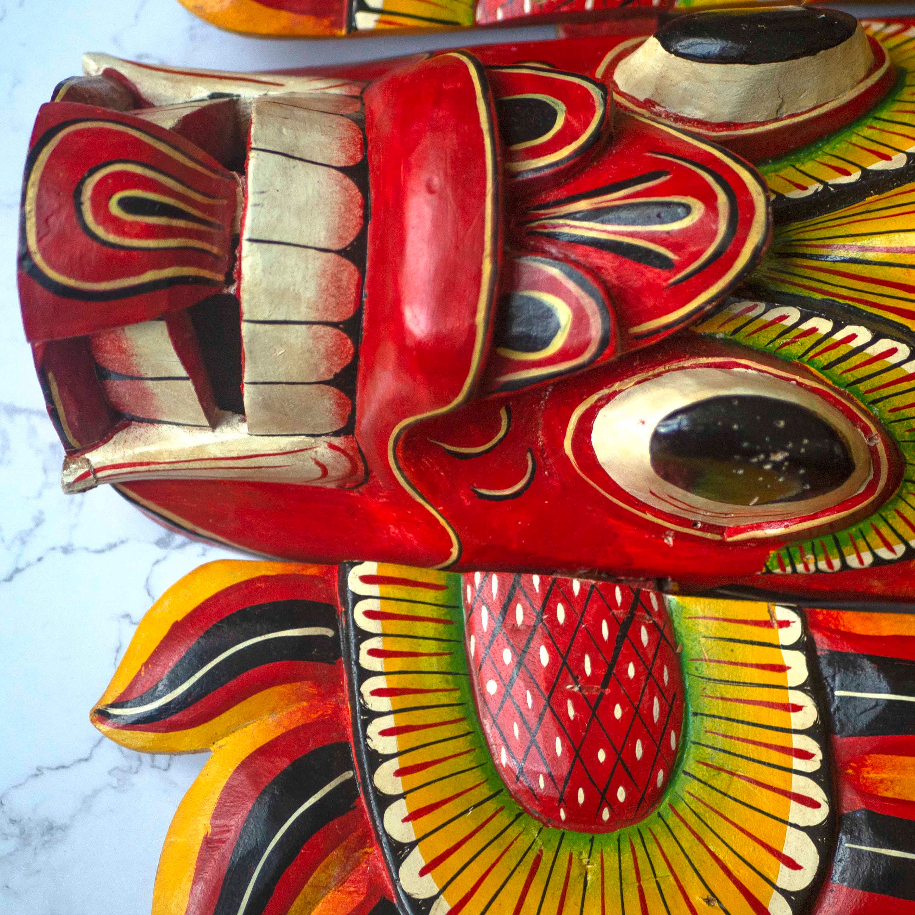 Traditional Sri Lanka gini Raksha fire Devil Mask, Hand Carved Wooden ...