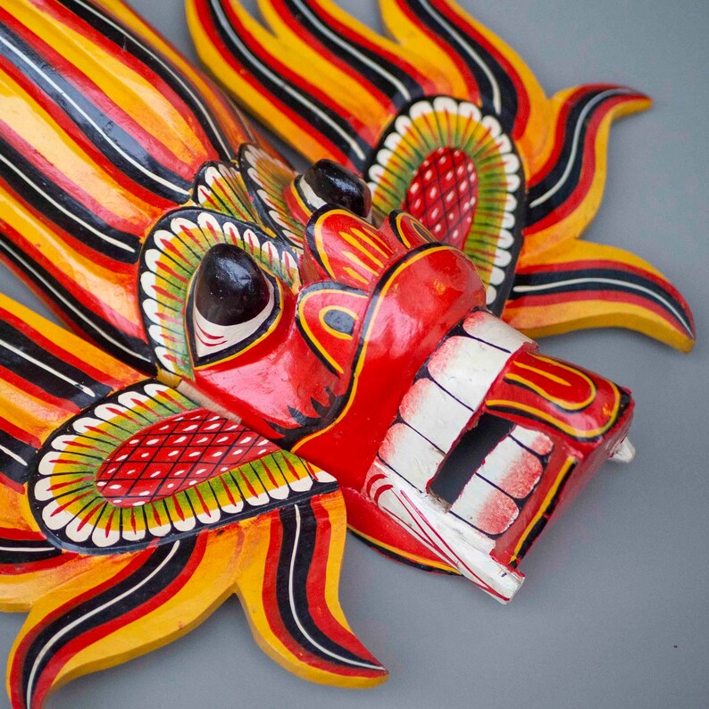 Traditional Sri Lanka "gini Raksha" (fire Devil) Mask, Hand Carved ...
