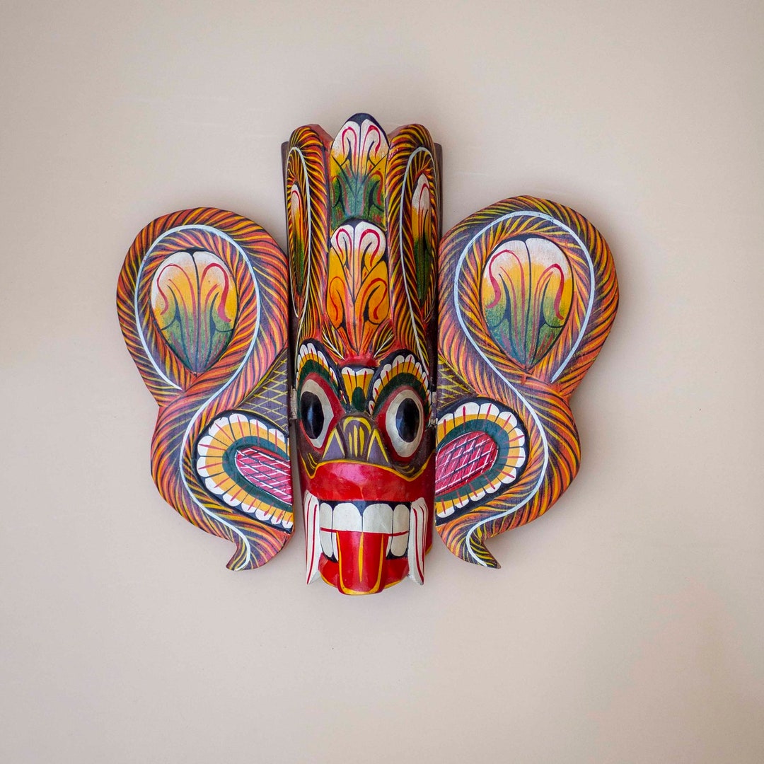 Traditional Sri Lanka Floral Raksha Mask Hanging Wall Decor - Etsy
