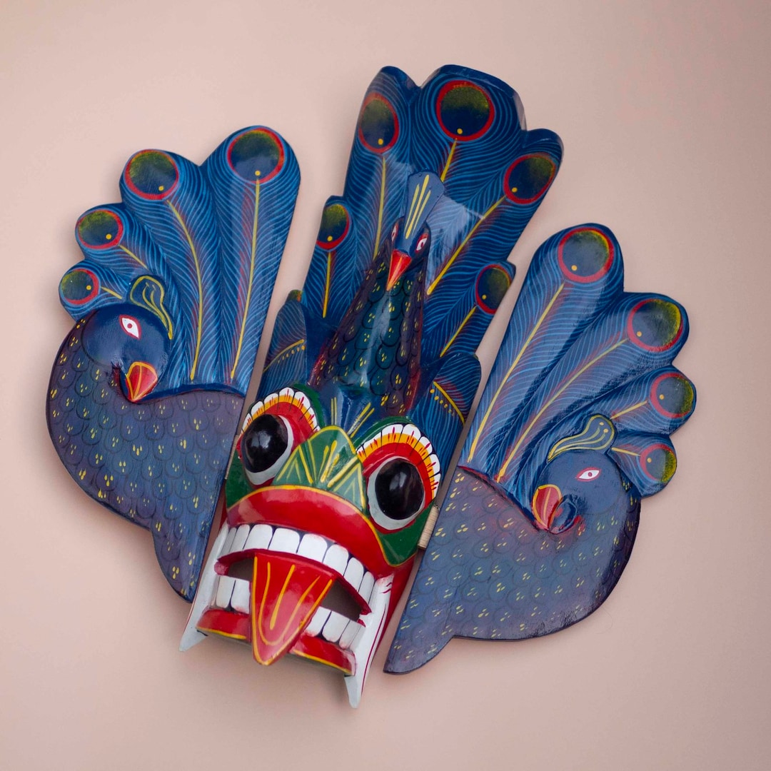 Vintage Traditional Sri Lanka "mayura Raksha" (peacock Devil) Mask ...