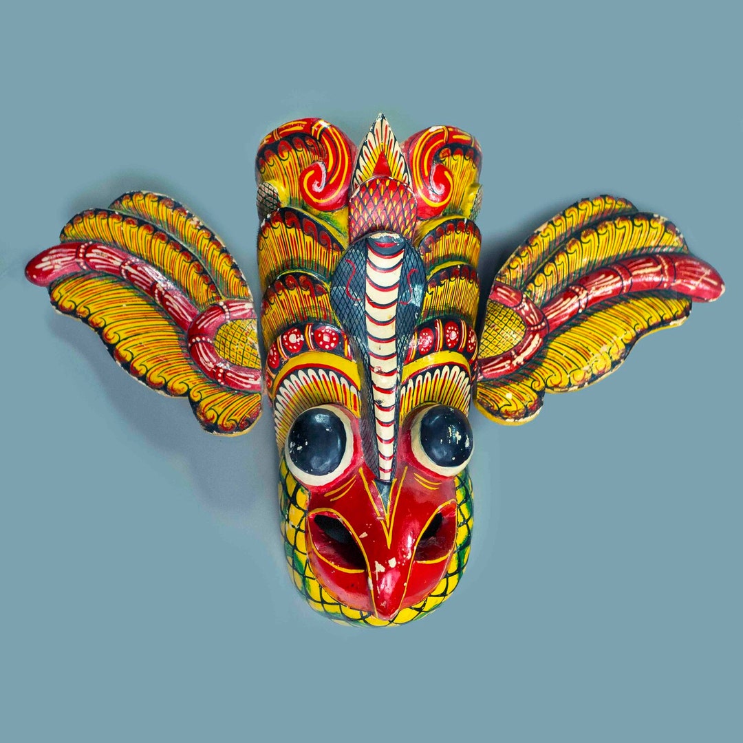 Vintage Traditional Sri Lanka " Gurulu Raksha" (devil Bird) Big Mask ...