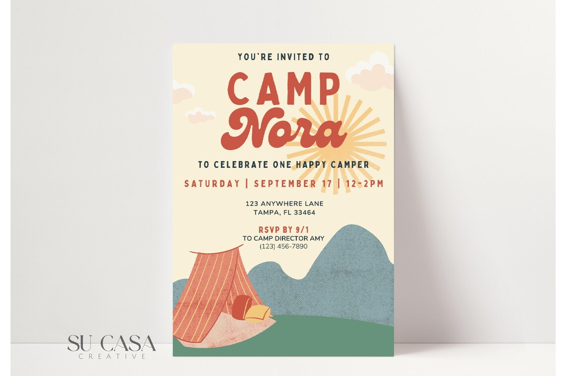 Retro Camp Invitation Instant Download Printable Vintage - Etsy