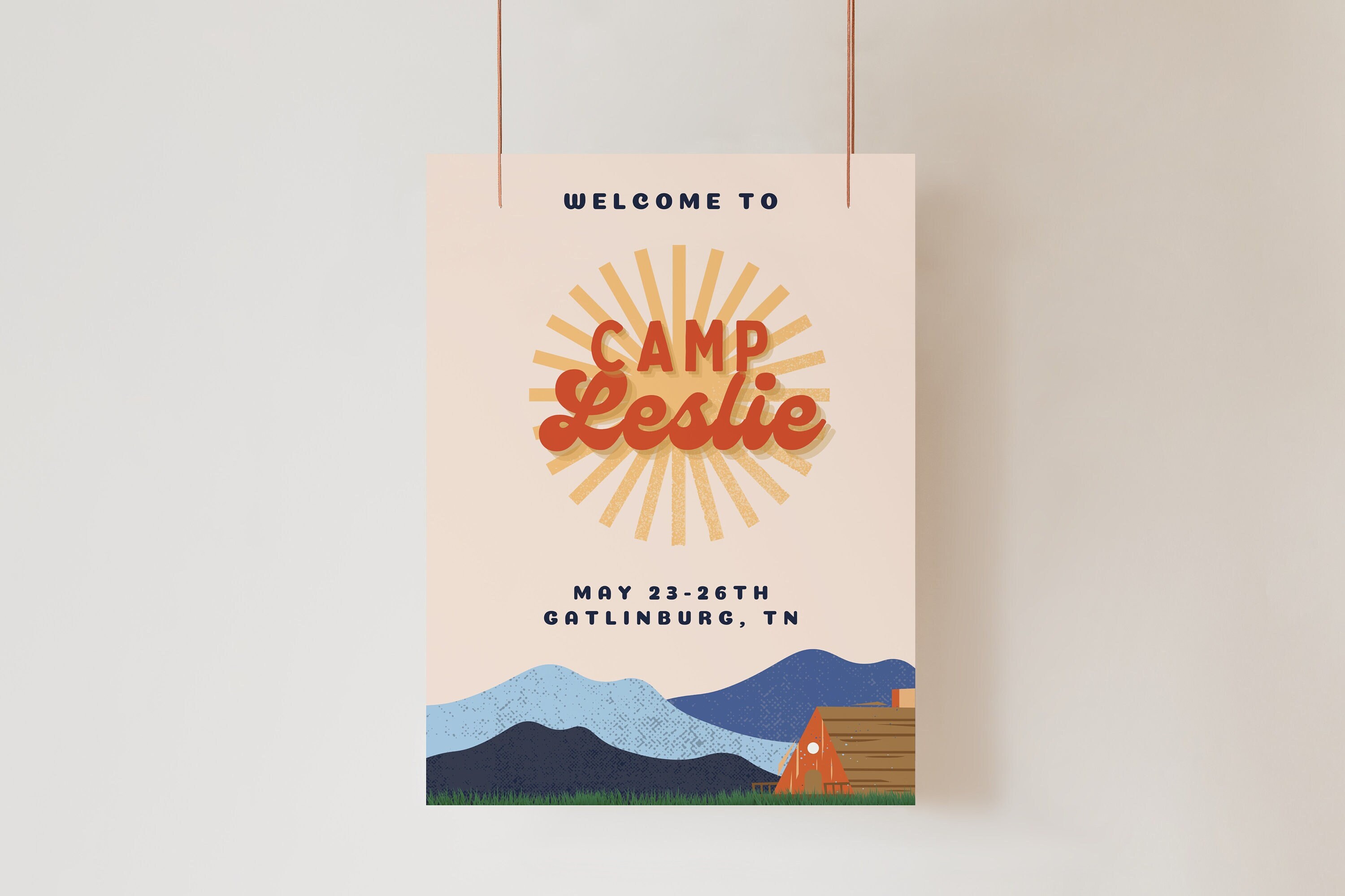 Retro 1970s Camp Bachelorette Welcome Sign, Instant Download, Printable ...