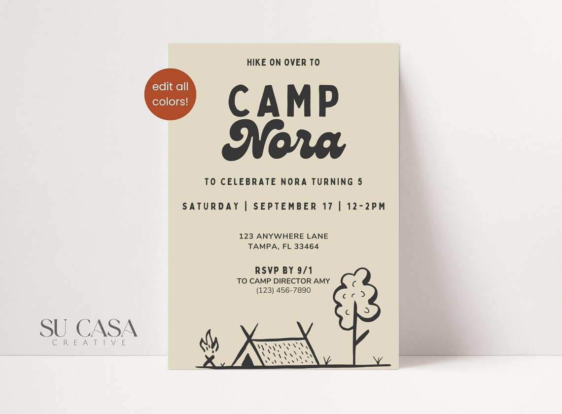 Camp Invitation Instant Download Printable One Happy - Etsy