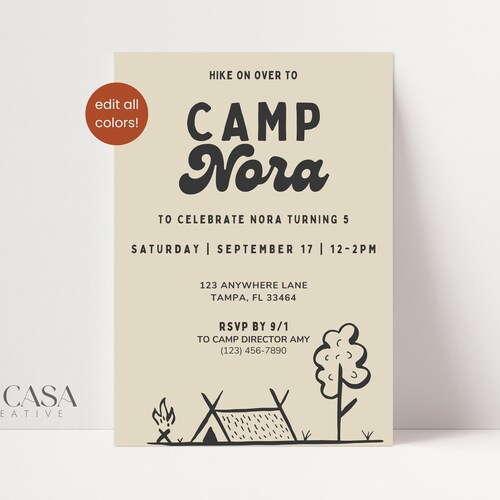 Camp Invitation Instant Download Printable One Happy - Etsy