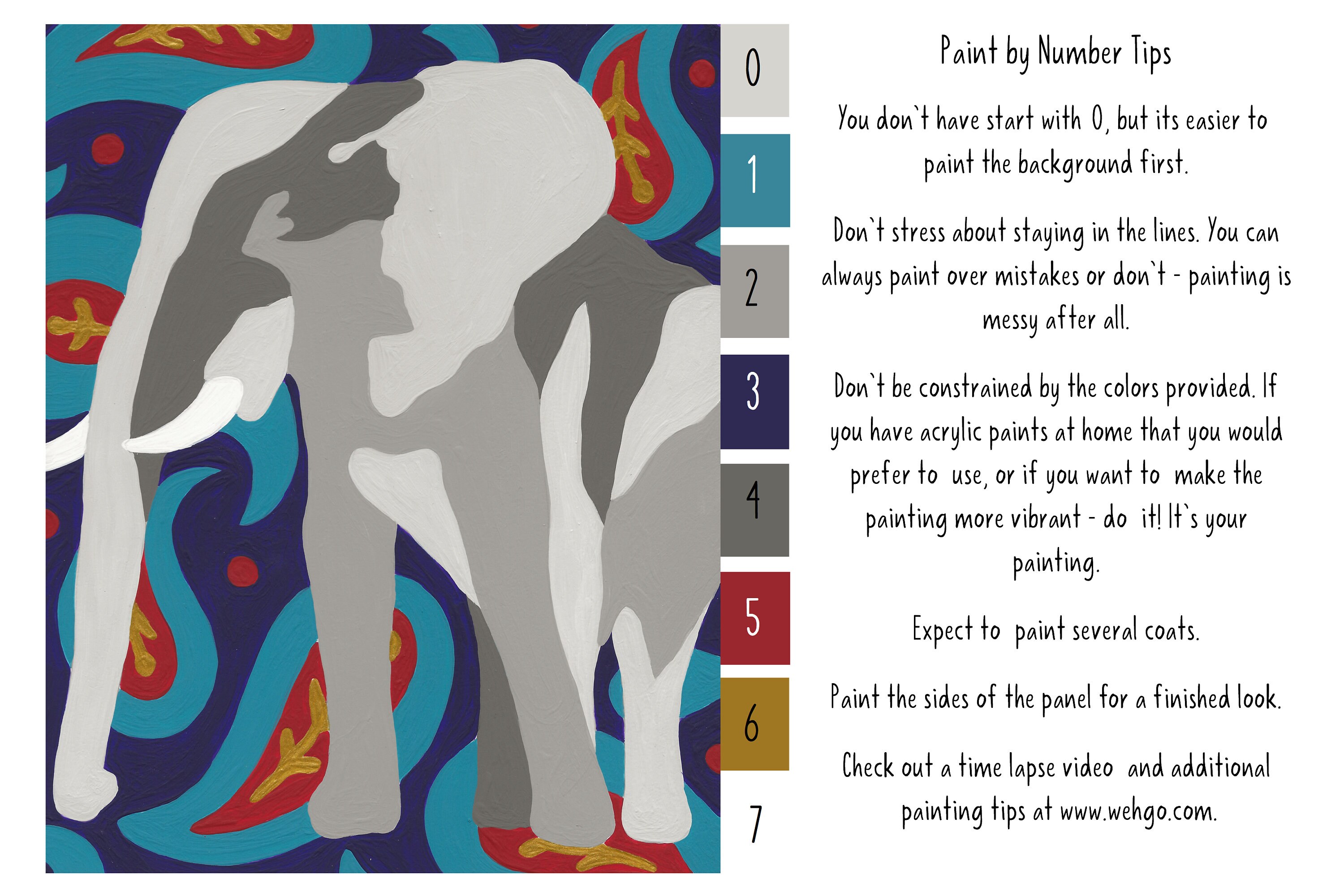 Paint by Number Kit Elephant with Paisley Design perfect | Etsy