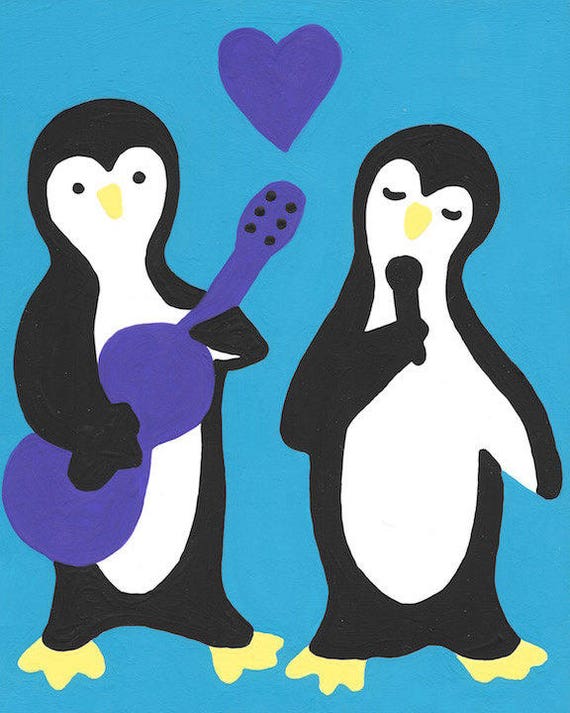 Musical Penguins Paint by Number Kit | Etsy