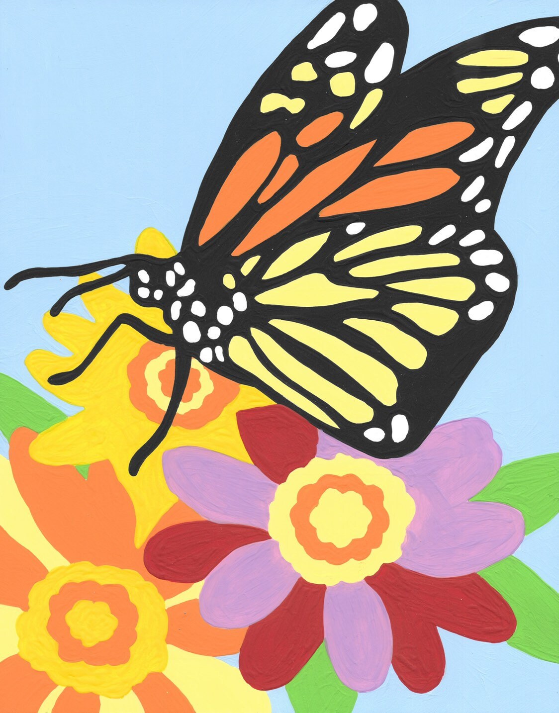 Paint by Number Kit Colorful Monarch Butterfly With Flowers | Etsy