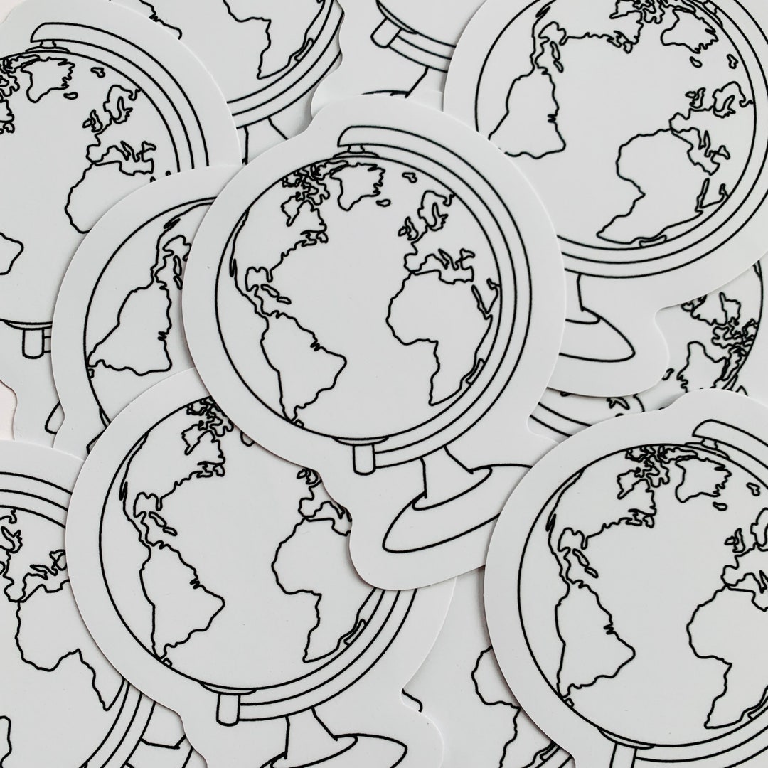 Globe Sticker Sticker - Color It With Sharpies - Etsy