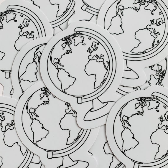 Globe Sticker Sticker Color It With Sharpies | Etsy
