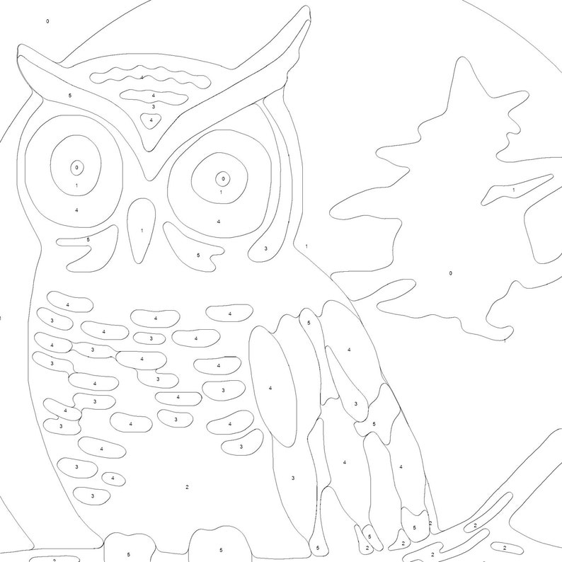 Paint by Number Kit Halloween Owl and Witch | Etsy