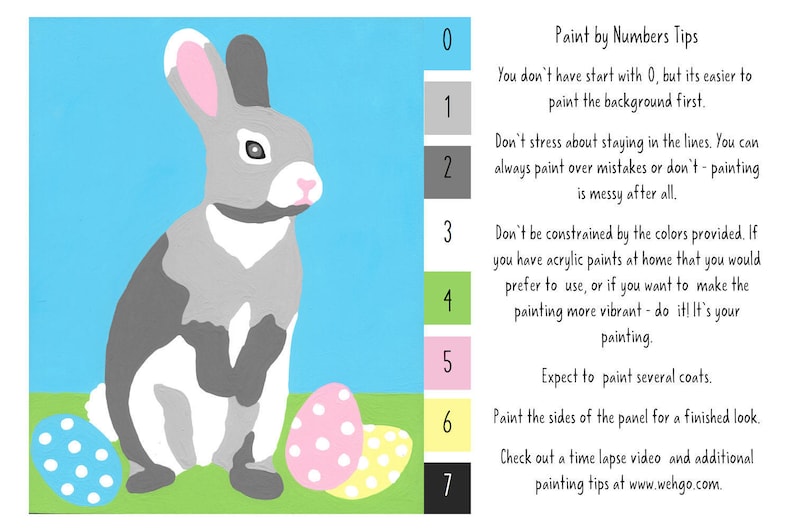 Easter Bunny Paint by Number Kit: DIY Easter Art - Etsy
