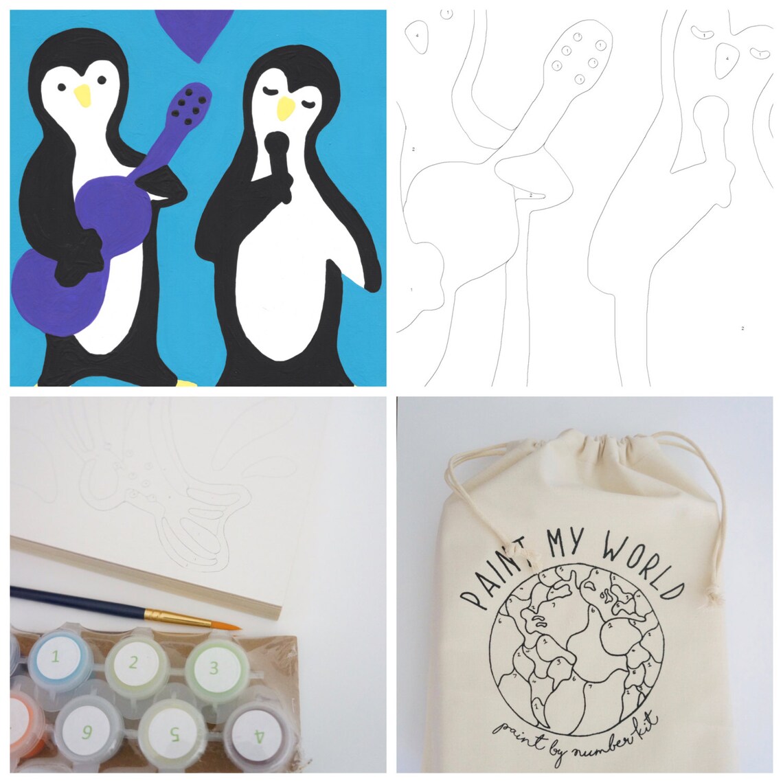 Musical Penguins Paint by Number Kit - Etsy