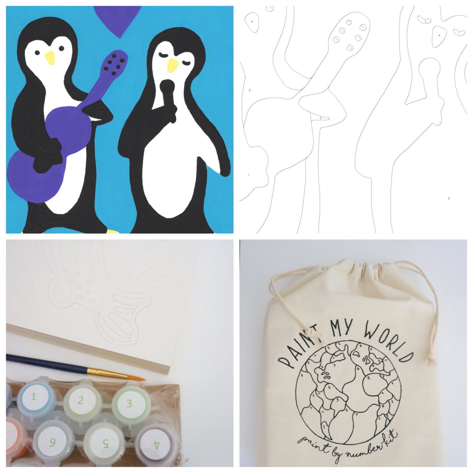 Musical Penguins Paint by Number Kit - Etsy