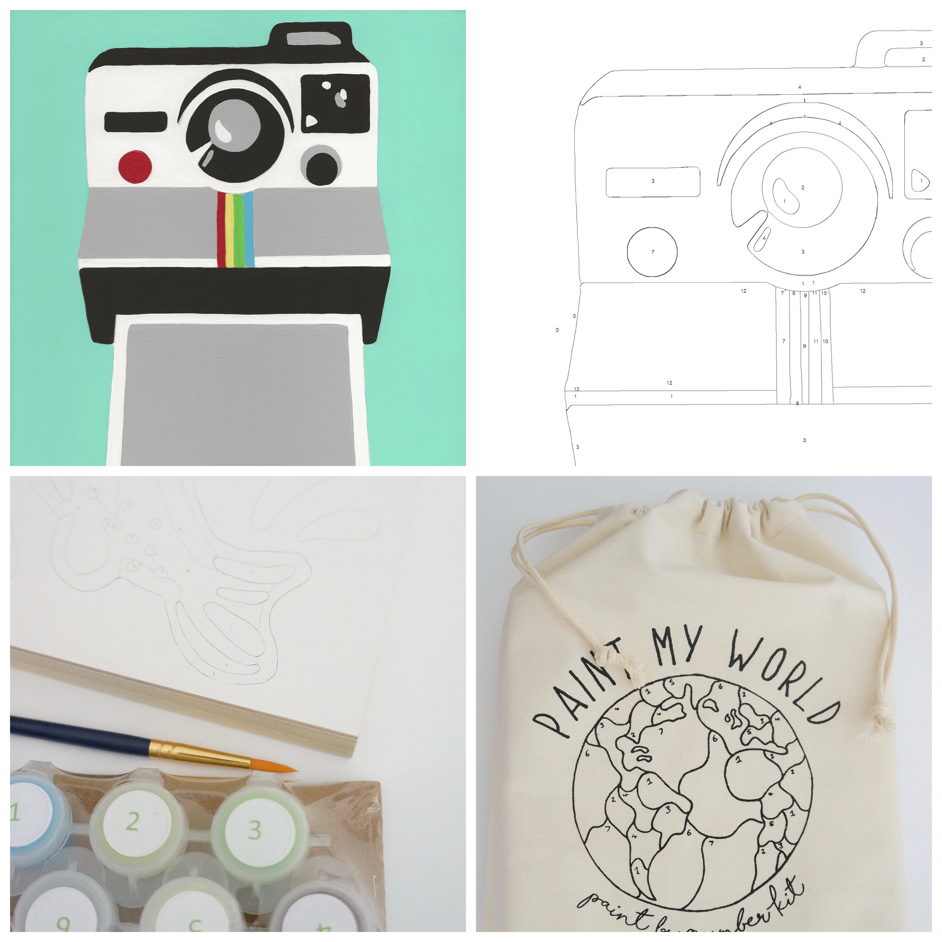 Vintage Polaroid Camera Paint by Number Kit - Etsy