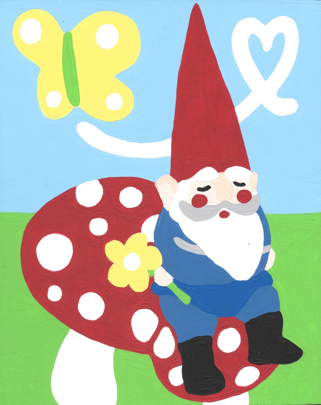 Paint by Number Kit - Sleepy Woodland Gnome Waiting for His Valentine ...