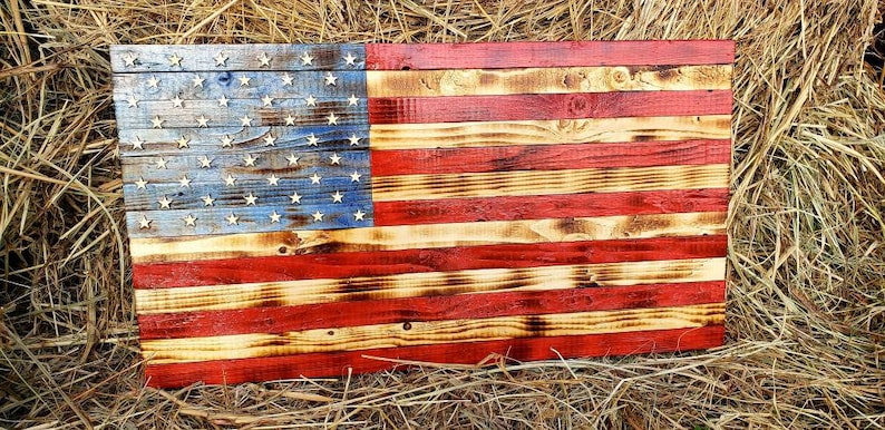 Rustic Wooden American Flag, Stained Flag, Pallet Flag, American Flag ...