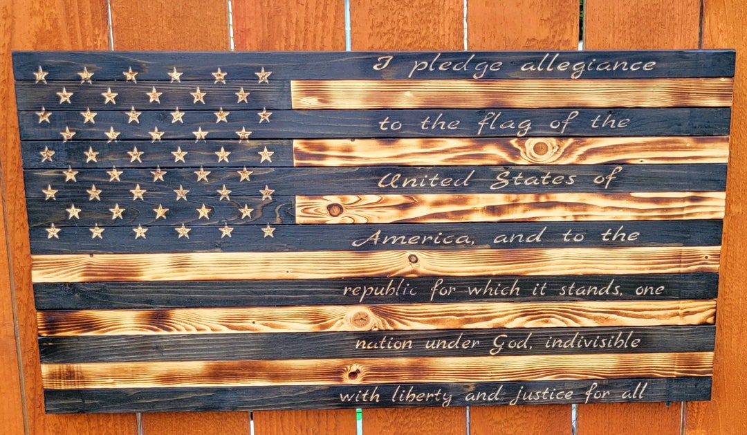 Rustic Wooden American Flag, Pledge of Allegiance Stained Flag Pallet ...