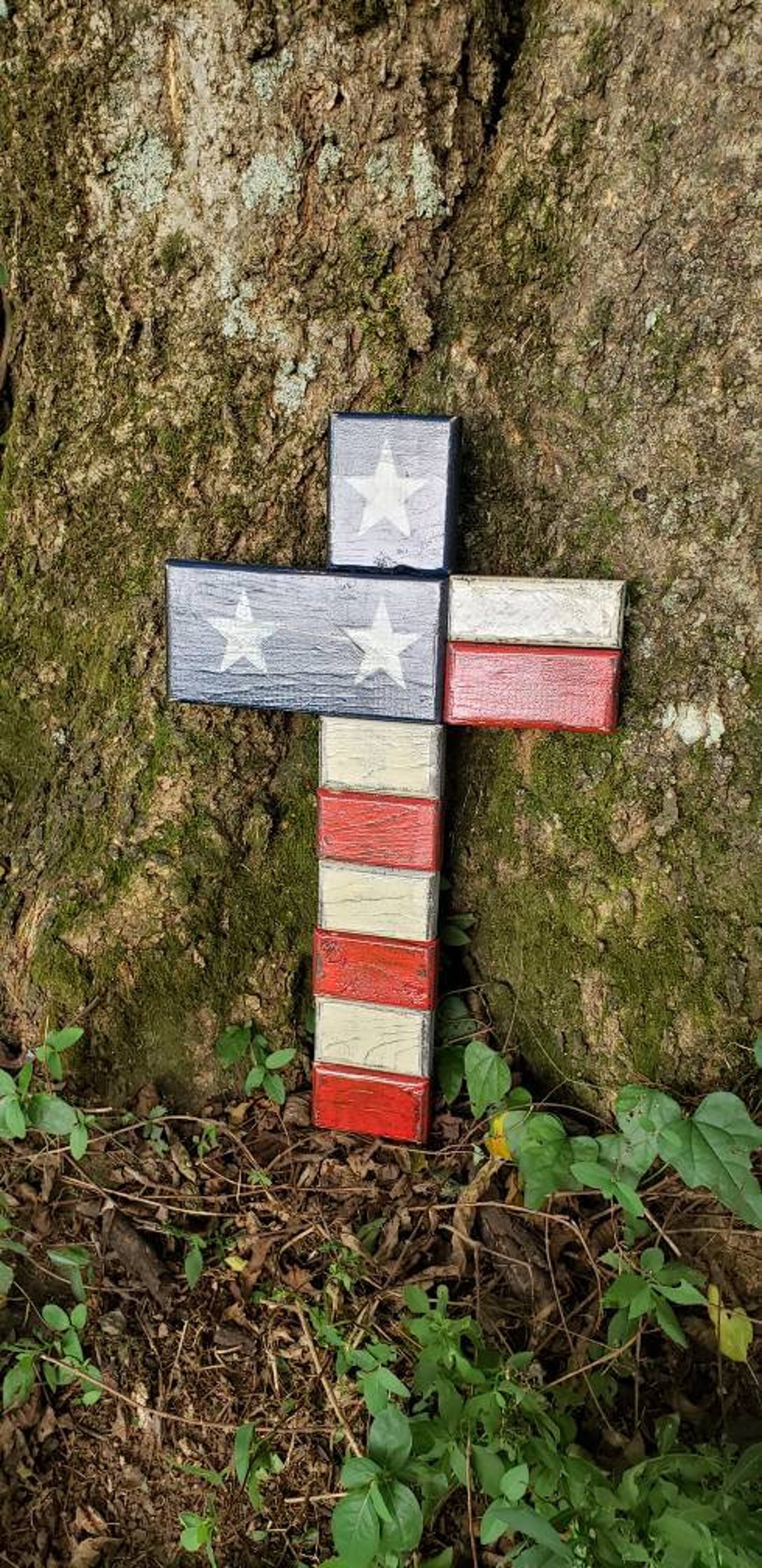 Rustic Wooden American Flag Cross, Flag Cross, American Flag, USA Flag ...