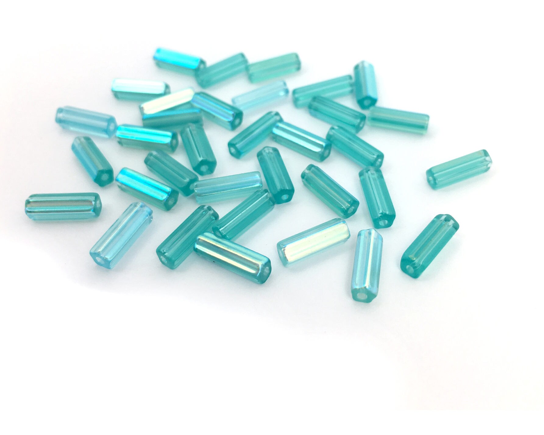30 Glass Tube Bead, Long Bead, Geometric Bead, Spacer Bead, Czech Glass ...