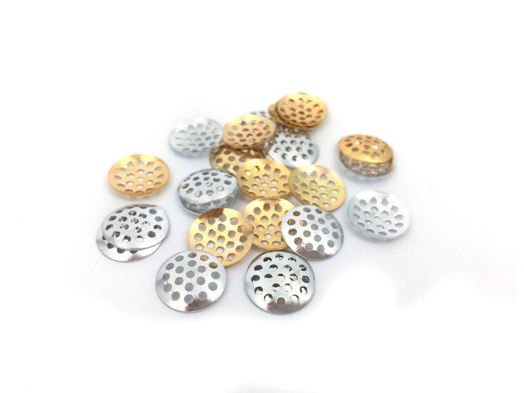 11mm Perforated Beading Disc, Gold Plated, Bead Blank, DIY Charm ...