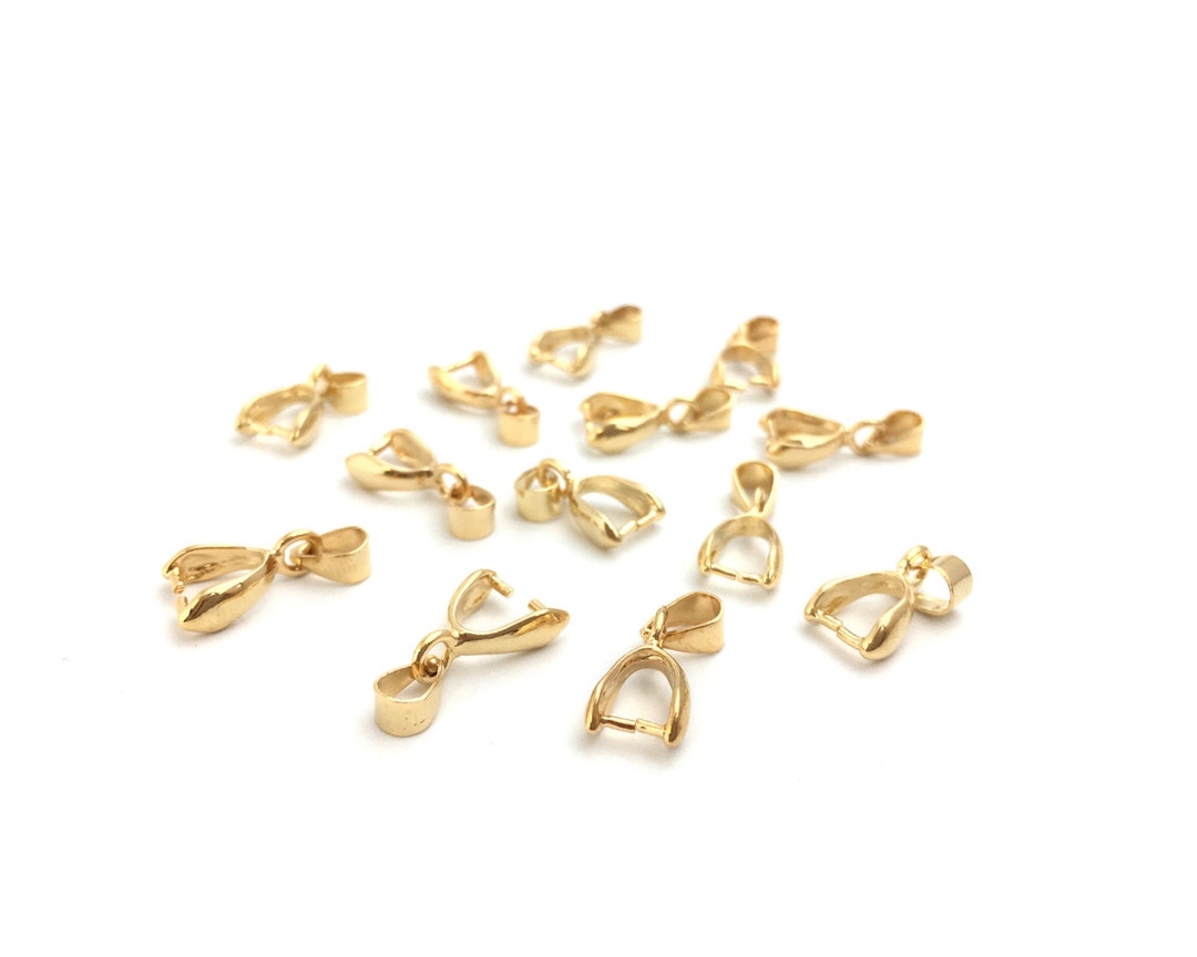 10 Gold Plated Pinch Bail, Pendant Bail, Pendant Holder, Necklace Bail ...