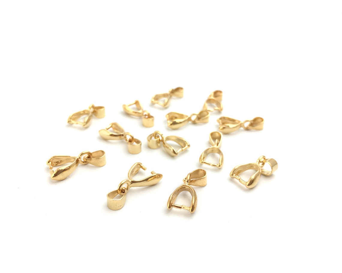 10 Gold Plated Pinch Bail, Pendant Bail, Pendant Holder, Necklace Bail ...