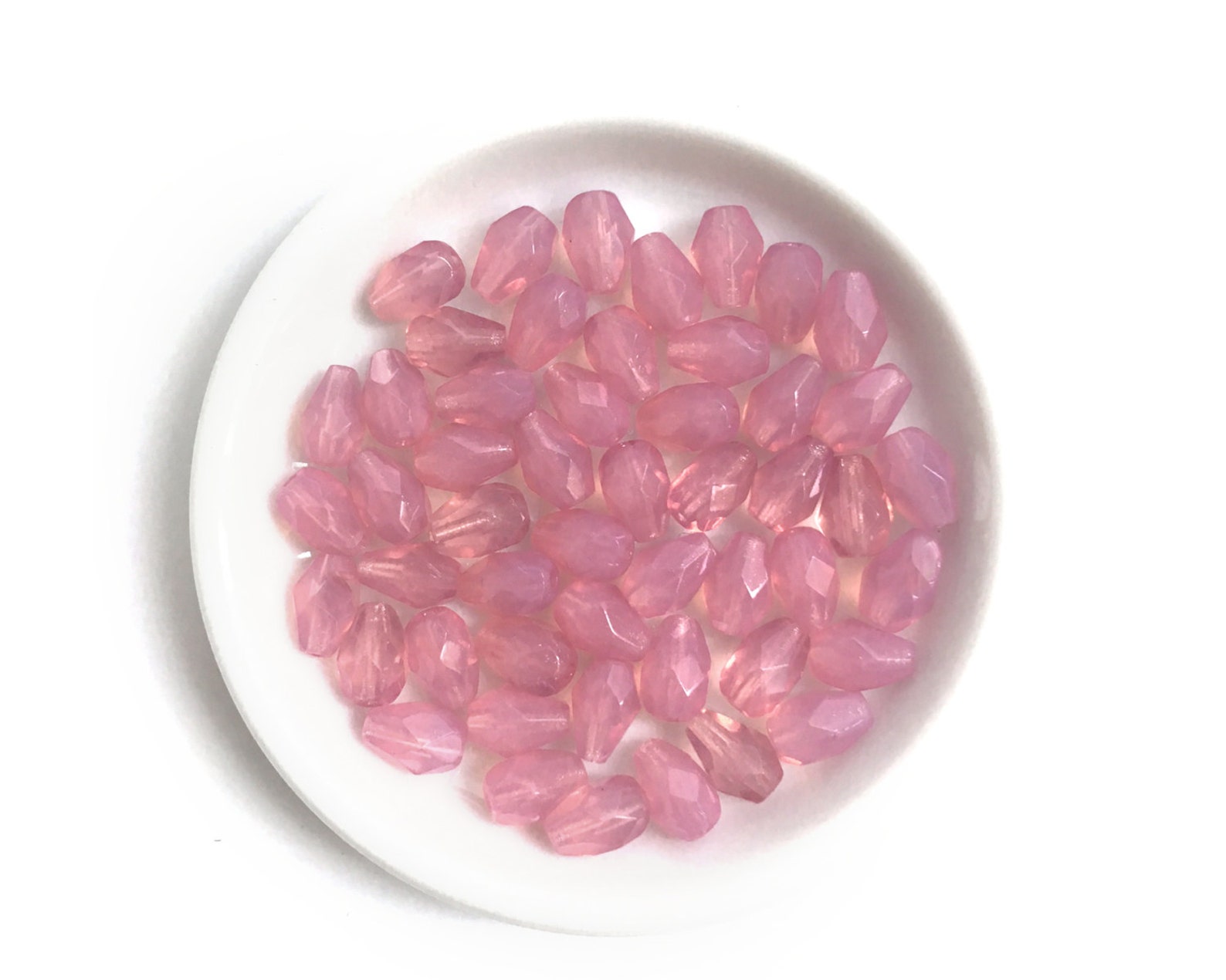 20 Opal Pink Teardrop 5x7 Glass Teardrop Bead Faceted - Etsy