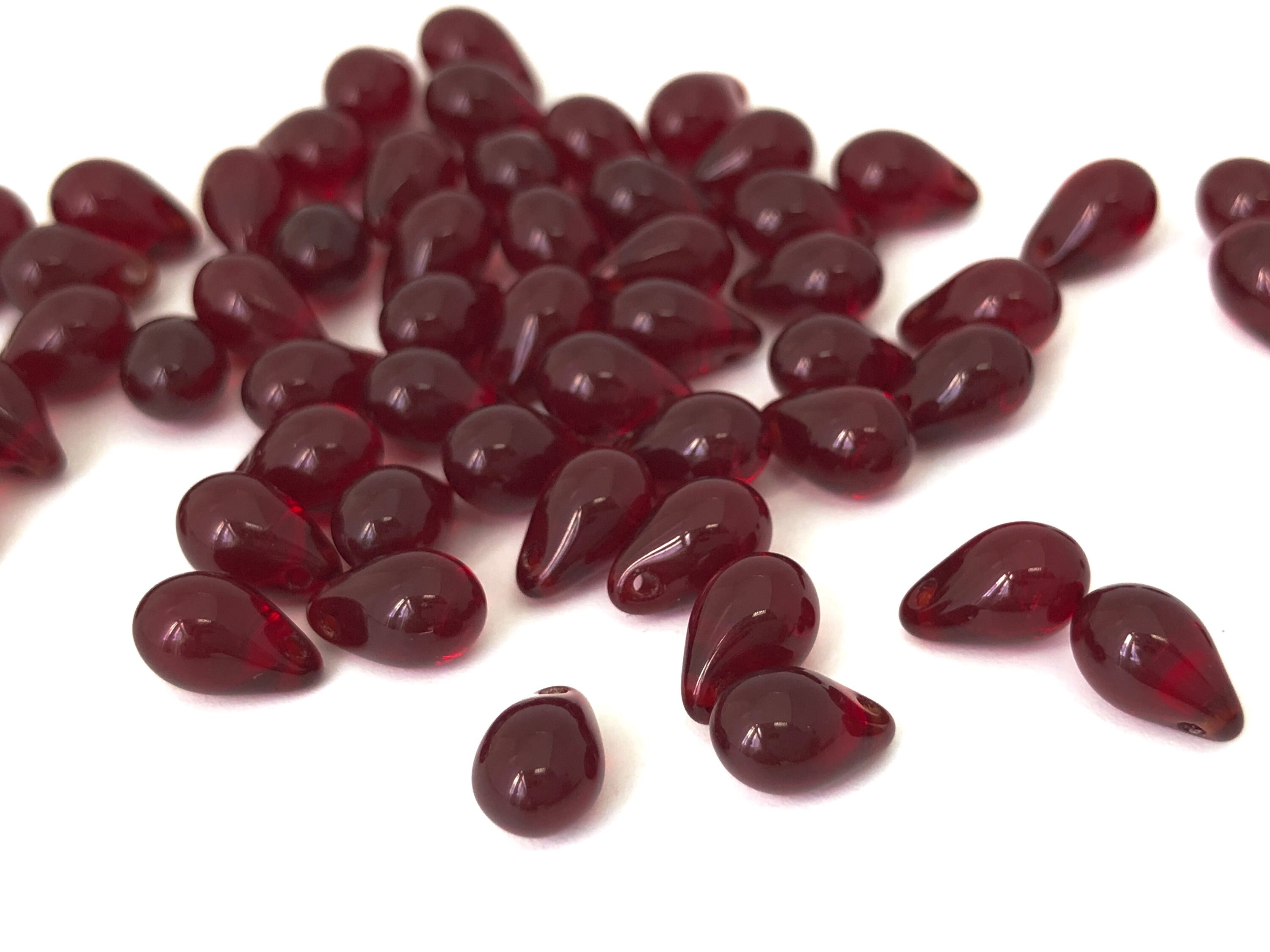 6x9 Garnet Red Teardrop Bead Tiny Drop Charm Bead Czech | Etsy