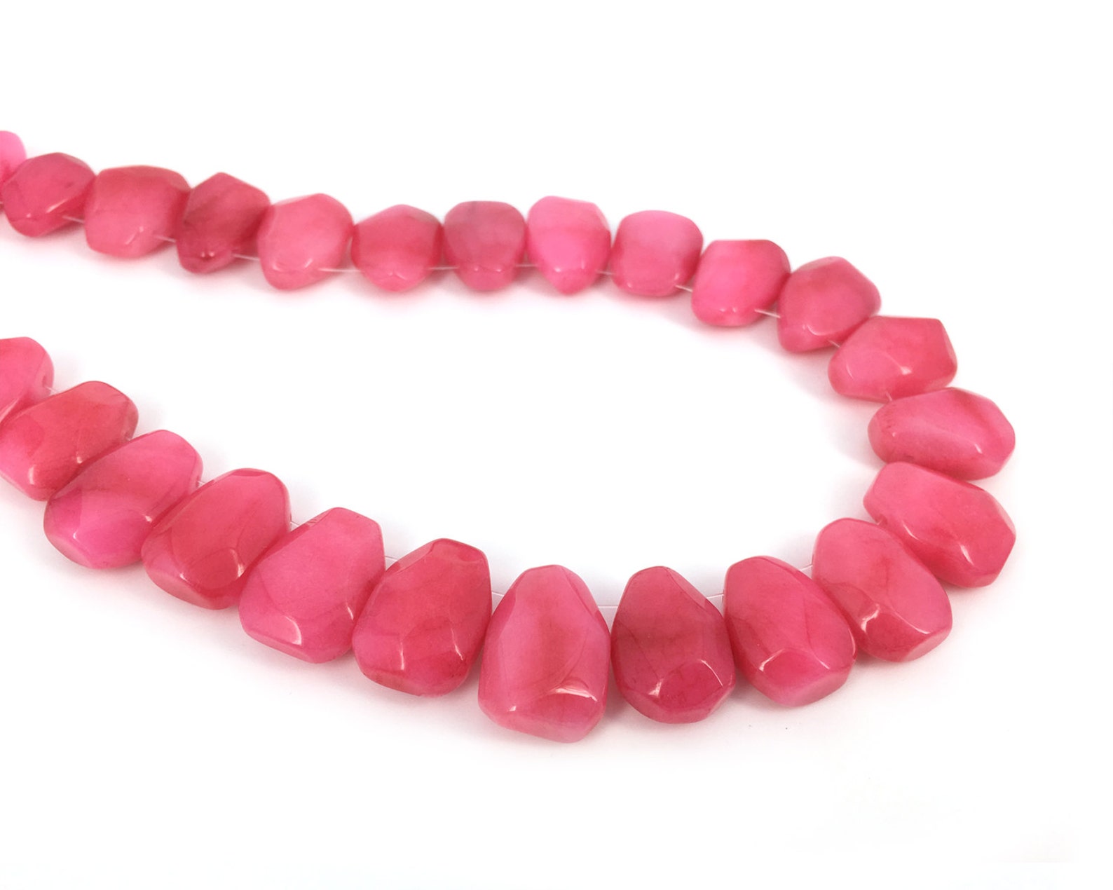 6 Dyed Pink Gemstone Pendant, Faceted Teardrop Pendant, Jade Stone ...