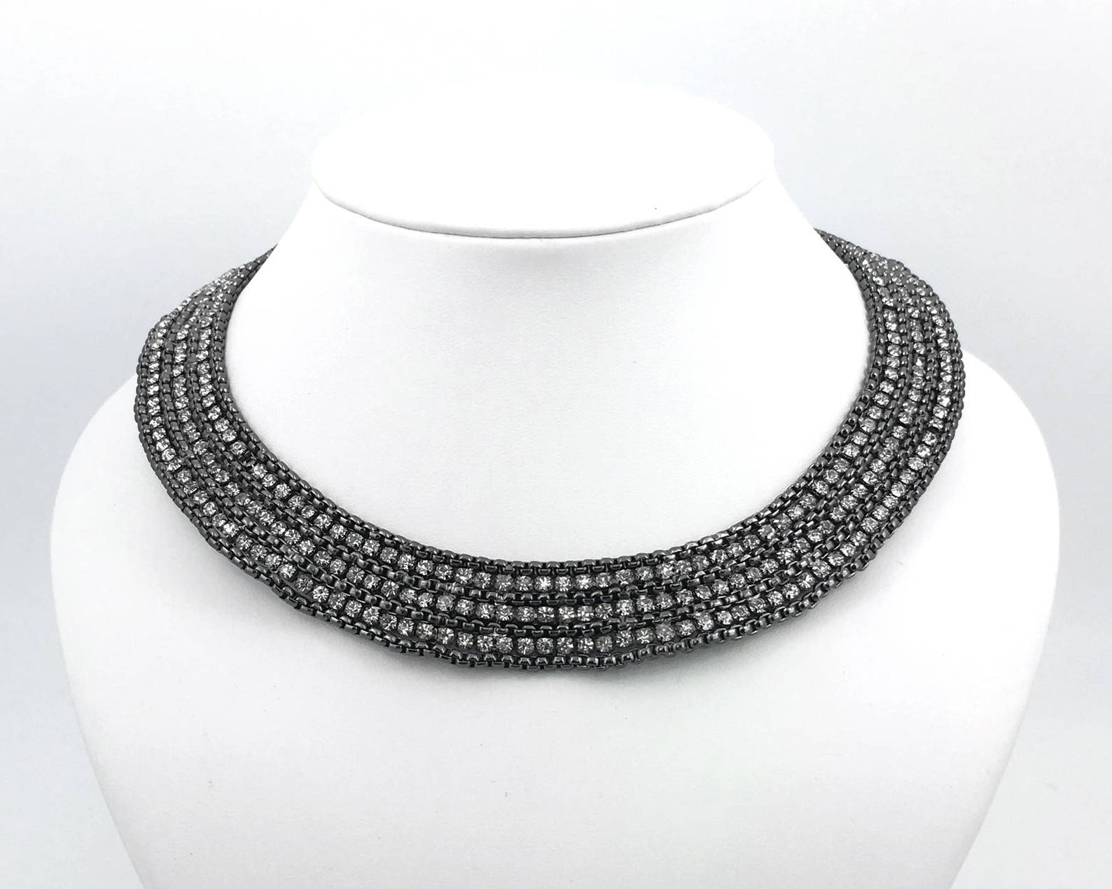 Rhinestone Collar Necklace Bold Necklace Chunky Necklace | Etsy