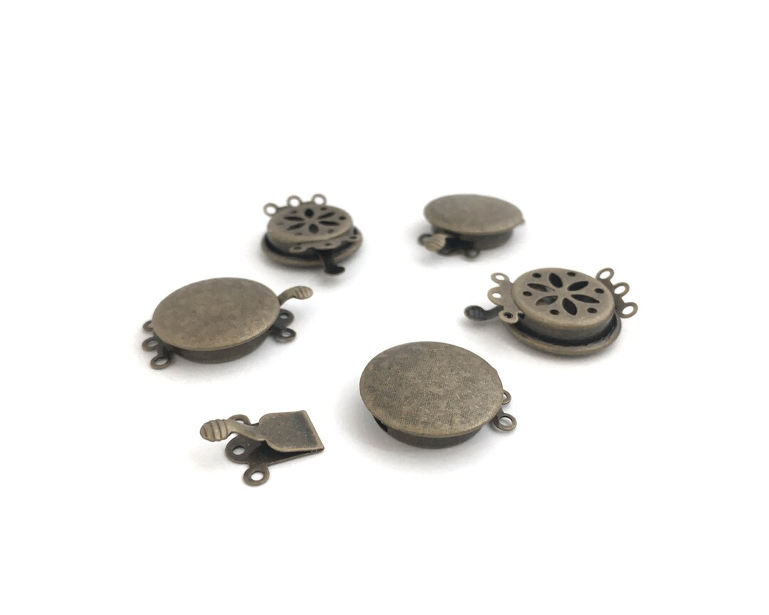 3 Strand Round Box Clasp, Brass Tab Clasp, Bracelet Necklace Clasp ...